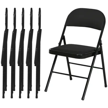 HOMCOM Set 6 Scaune Pliabile, Scaune Moderne cu Perne din Poliester ...
