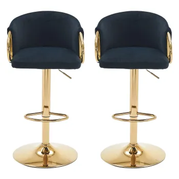 Set de 2 scaune de bar moderne, rotative si reglabile pe inaltime, cu ...