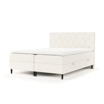 Pat boxspring crem cu spatiu de depozitare 200x200 cm Gwen - Maison de ...