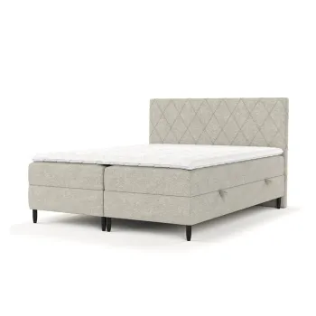 Pat boxspring gri/bej cu spatiu de depozitare 140x200 cm Gwen - Maison ...
