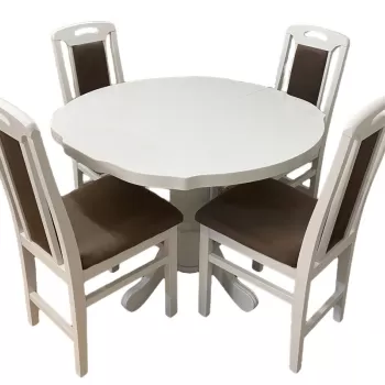 Set masa living SB Fan alba plus 4 scaune SB Tim alb/maro - Scaune