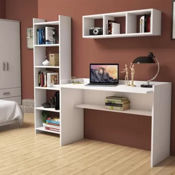 Set birou si biblioteca Box, Hommy Craft, alb/maro - Biblioteca