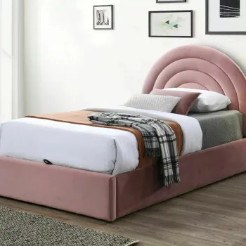 Pat tapitat, cu tablie si lada depozitare Polly Velvet, Signal, 120x200 ...